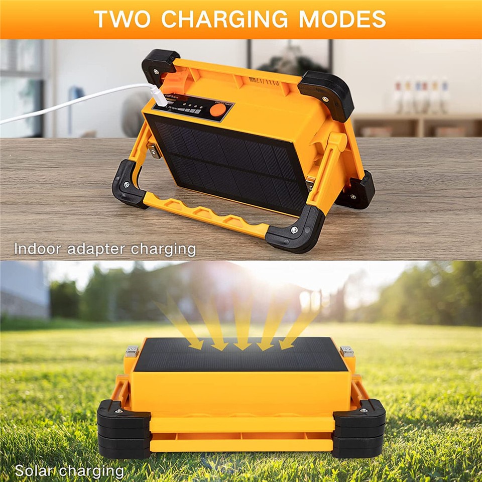 Solar Power Work Light Rechargeable LED Flashlight Camping Tent Light ...