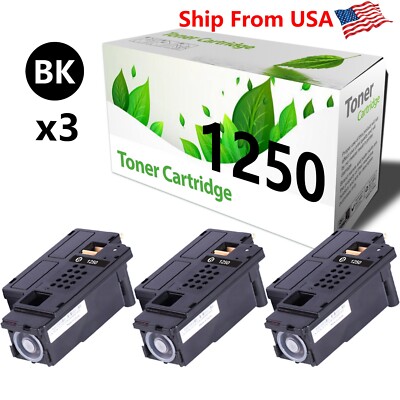 (3-Pack,Black) Compatible Dell 1250C Toner Cartridge for 1250c Printer ...