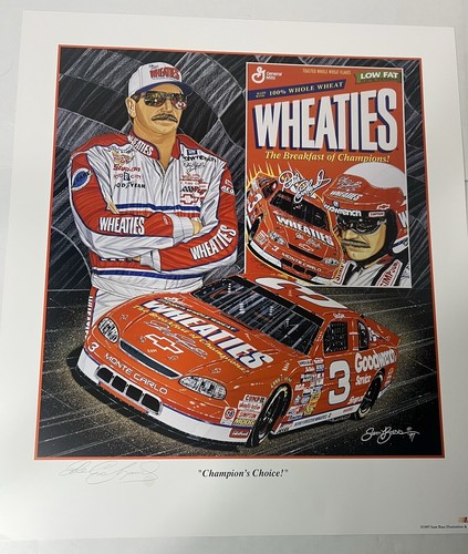 Dale Earnhardt Sr Autographed Sam Bass signed 24" X 27" Print - COA ...