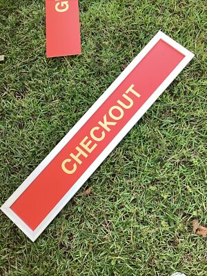 Checkout Sign Banner Store Retail With Aluminum Frame 7”x37 1/4” | eBay