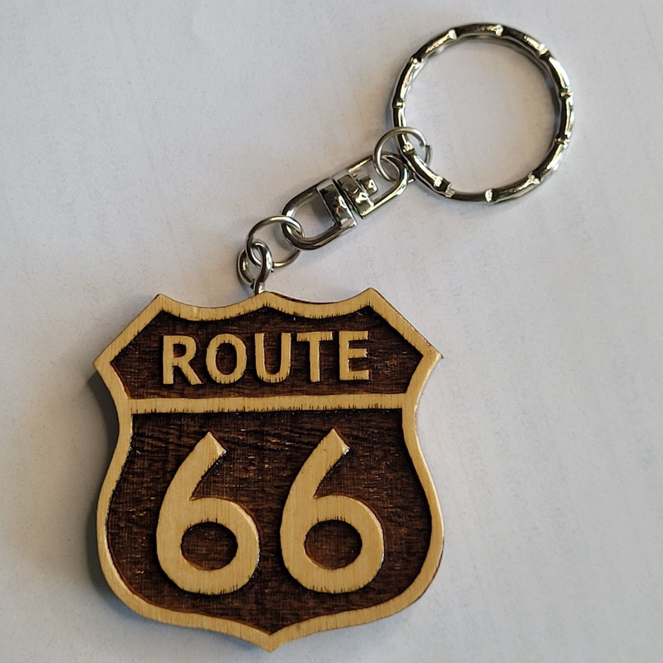 Route 66 Key Chain Charm Wood Keychain Ring Pendant Car Fob Keyring RT ...