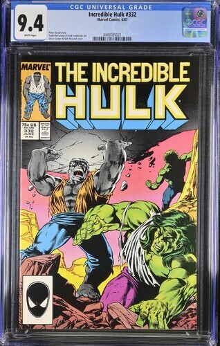 🔑🔥🔥🔥 Incredible Hulk #332 CGC 9.4 Marvel 1987 Todd McFarlane GRAY ...