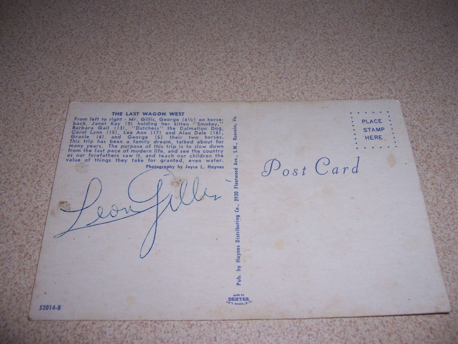 1961 THE LAST WAGON WEST POSTCARD, SIGNED by LEON GILLIS | eBay