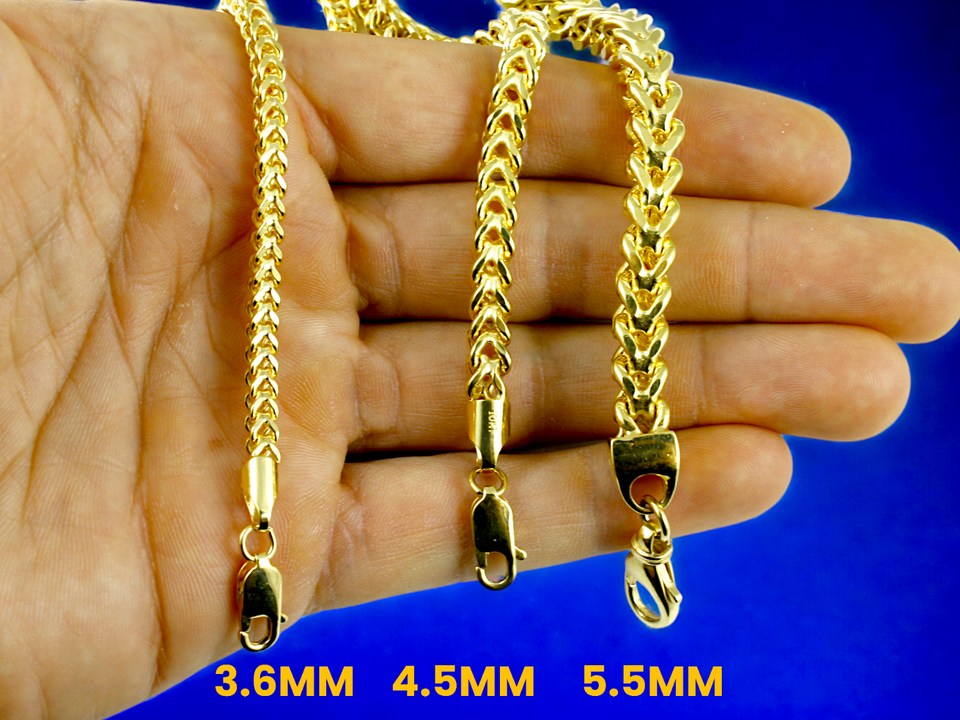 10K Yellow Gold Franco Box Square Chain Necklace Real Gold 2mm-7mm 16 ...
