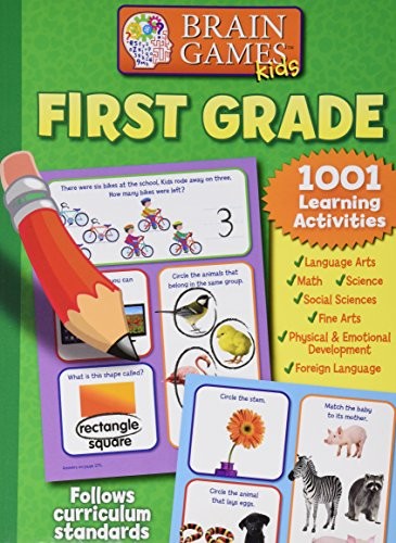 FIRST GRADE WORKBOOK: BRAIN GAMES KIDS 1001 By Phoenix International VG ...