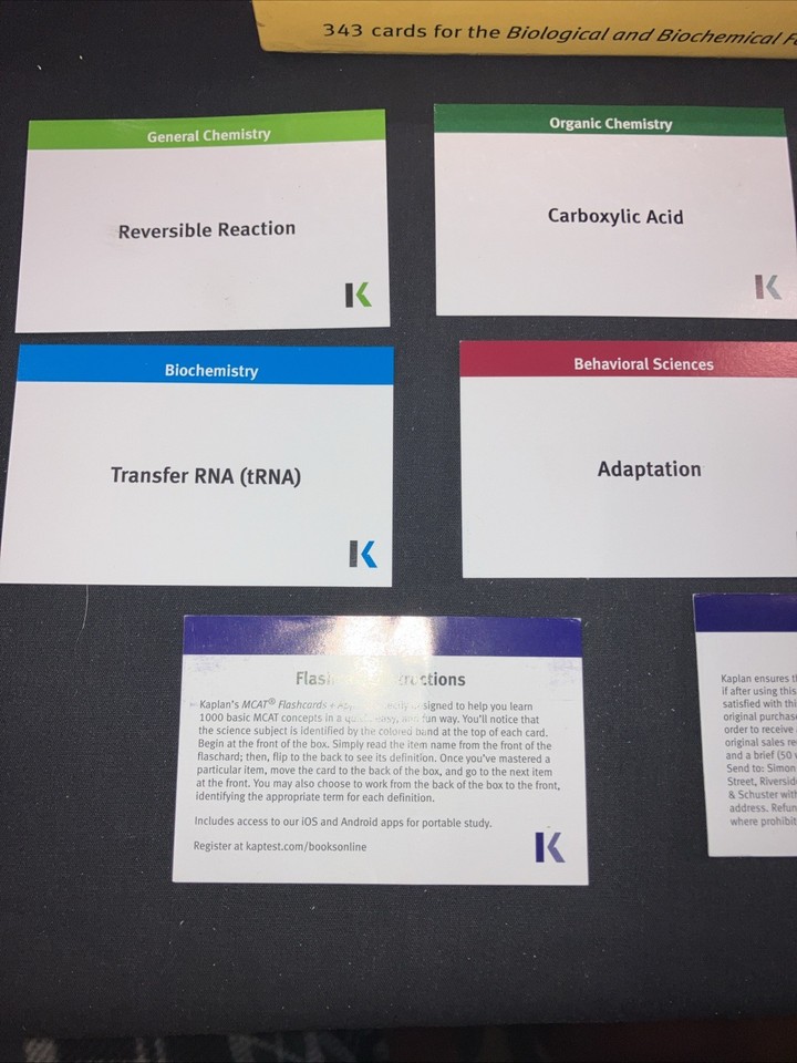 Kaplan MCAT Flashcards + App Study Cards Medical Exam Prep Set 1000 ...