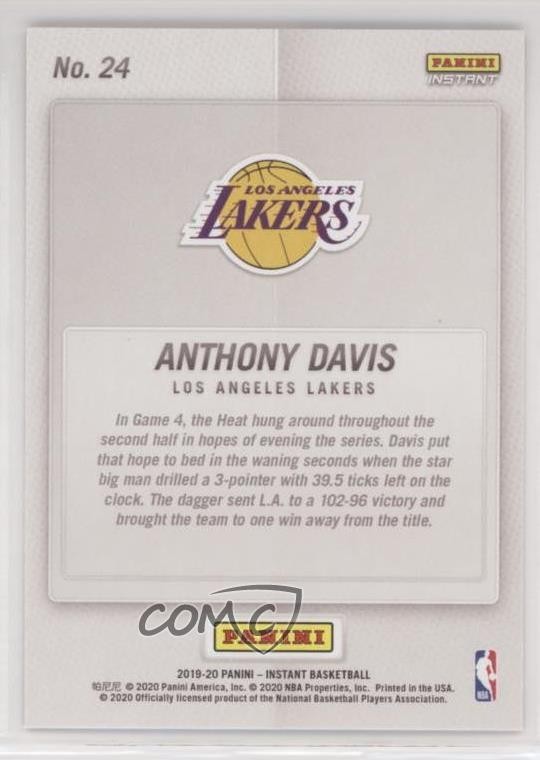 2019-20 Panini Instant Los Angeles Lakers NBA Championship Anthony ...