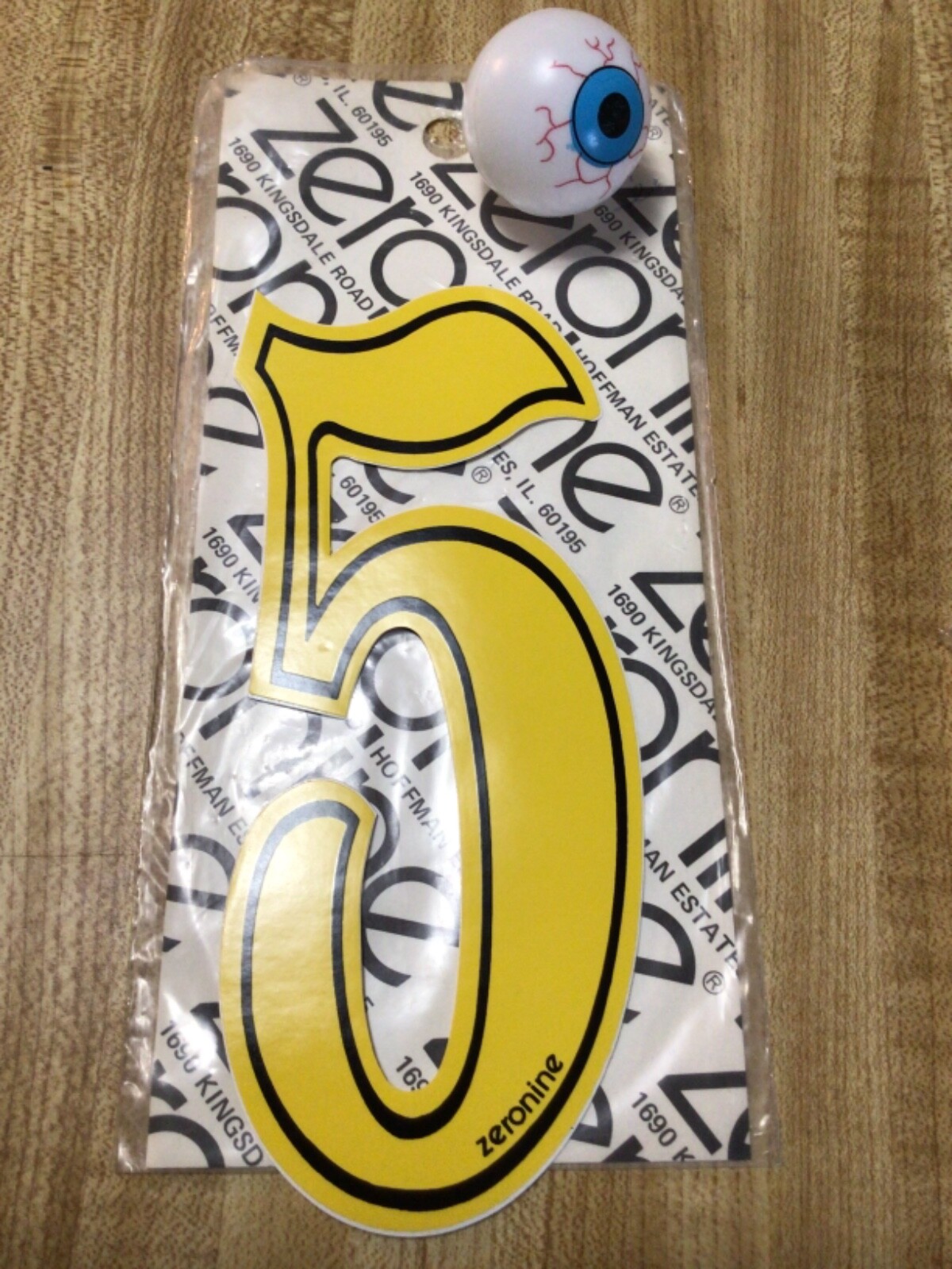 Rare NOS Yellow Black ZERONINE Number 5 Old School BMX Plate Decal ...