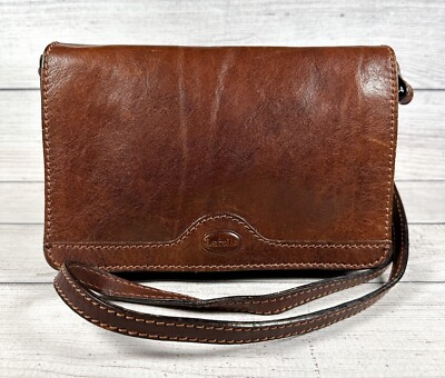 Larella Women’s Crossbody Handbag Brown Genuine Leather w/ Flap Made in ...