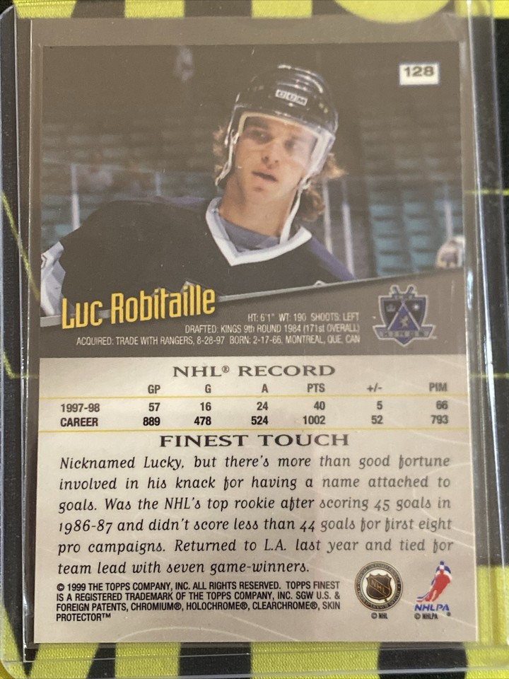 Luc Robitaille 1998-99 Topps Finest Card #128 Beautiful Card Beautiful ...