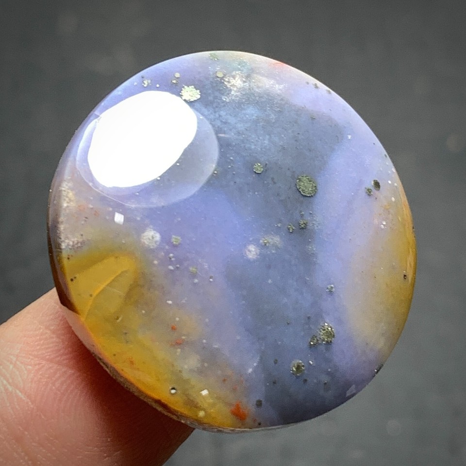 Violet Orbicular Marcasite Agate Cabochon 26.5x26.5x5.5mm Round Shaped ...