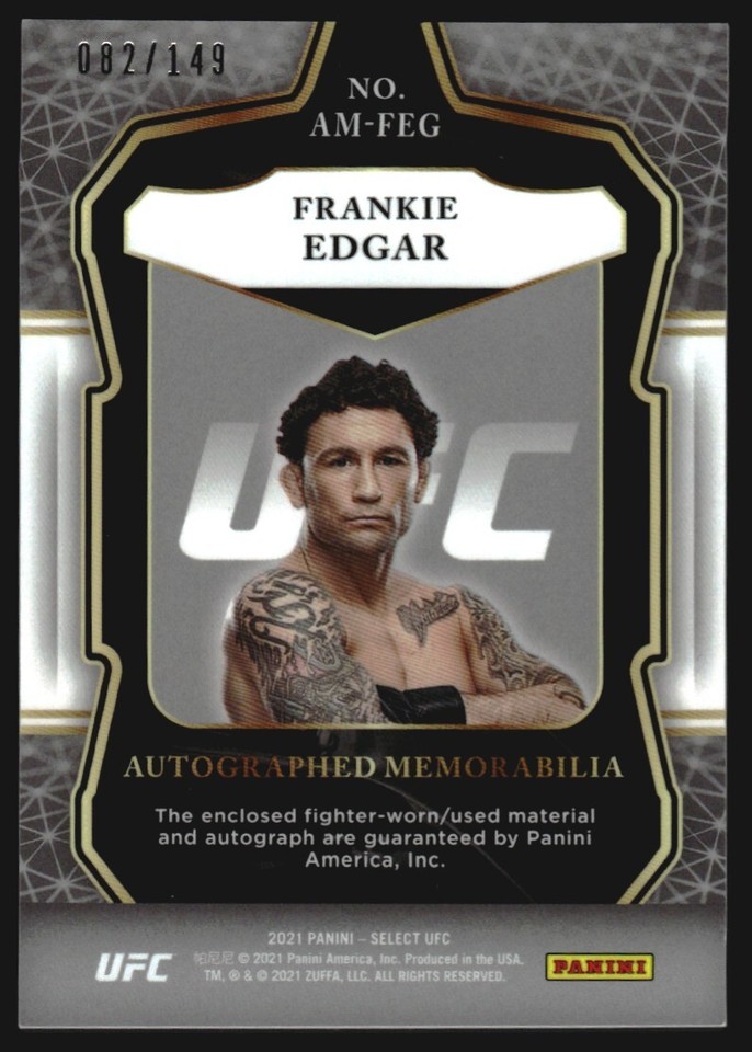 2021 Select UFC Autographed Memorabilia #AMFEG Frankie Edgar Auto /149 ...