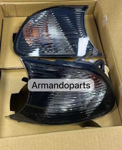 Depo front indicator left right smoke grey set BMW 3 E46 98-01 black ...