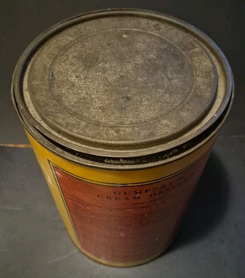 1930's Gumpert's Cream Dessert Tin Rare no 10 lb. weight on top of can ...