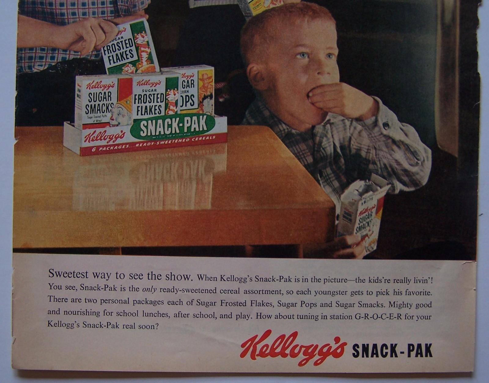 Kellogg's Snack-Pak Children Eating Cereal Boys Girl Breakfast Magazine ...