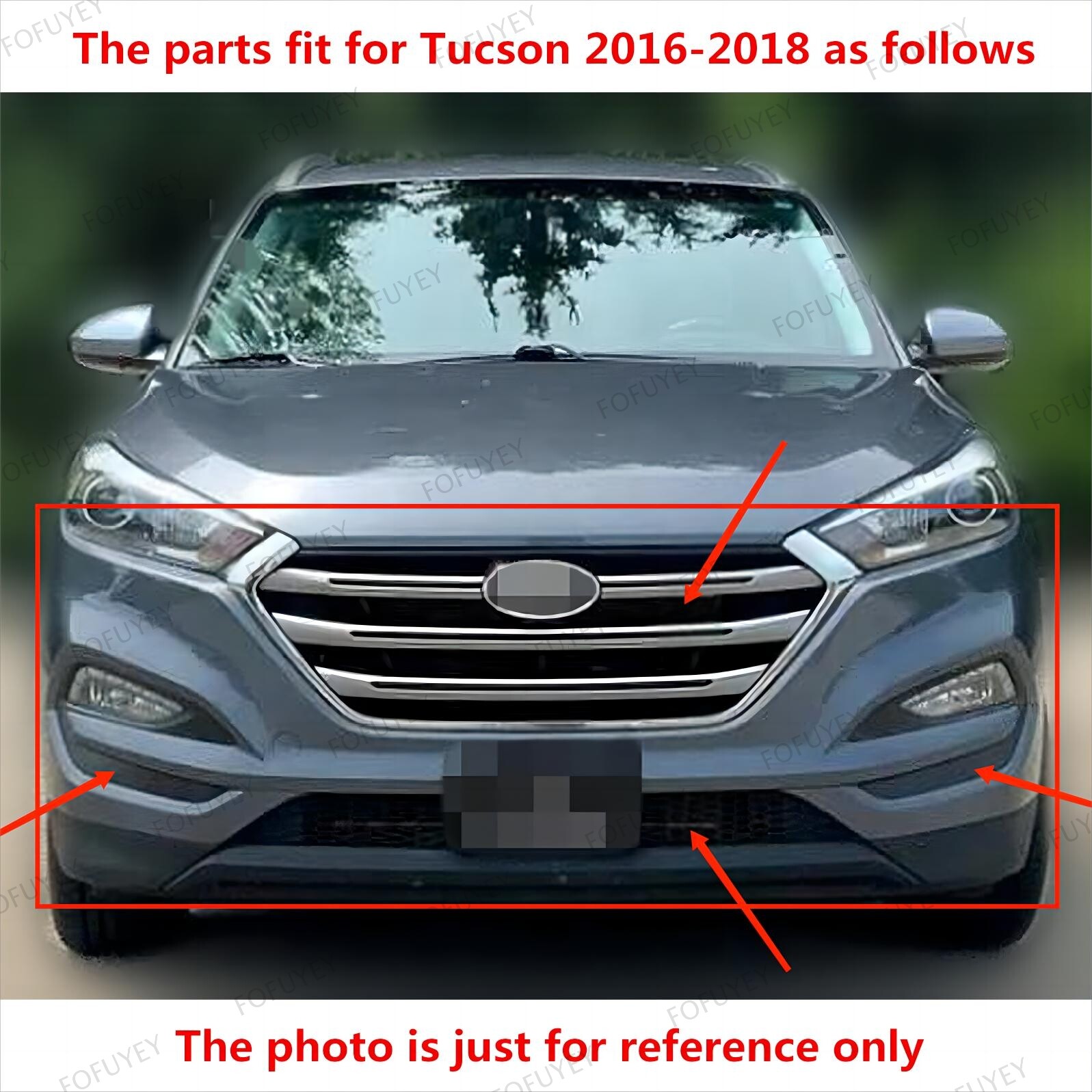 13PC For Tucson 2016-18 Front Radiator Support Cover Grille Mesh Bumper ...