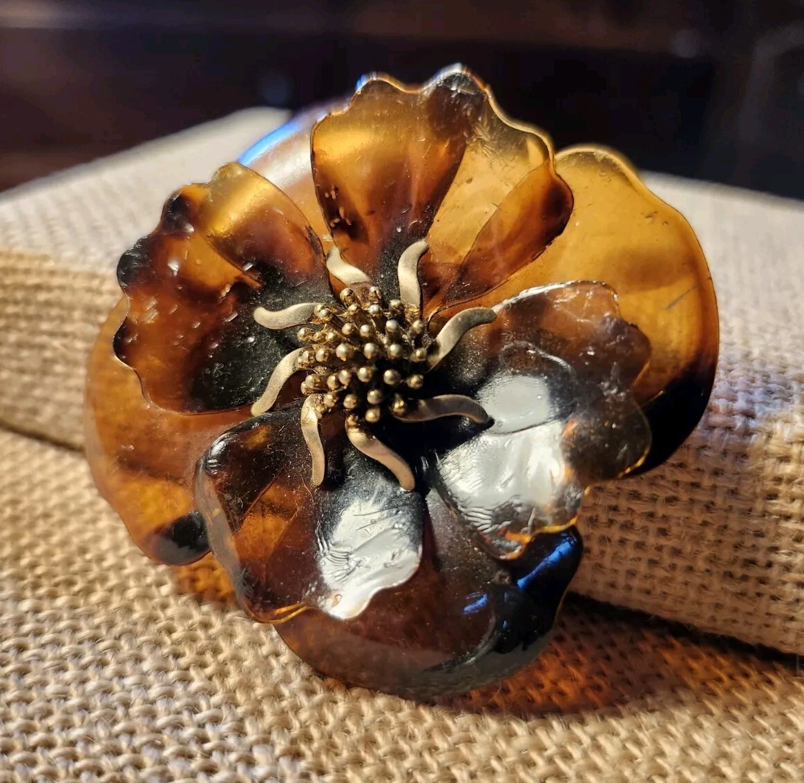 Art Deco CELLULOSE ACETATE Brutalist Autumn Flower Br… - Gem