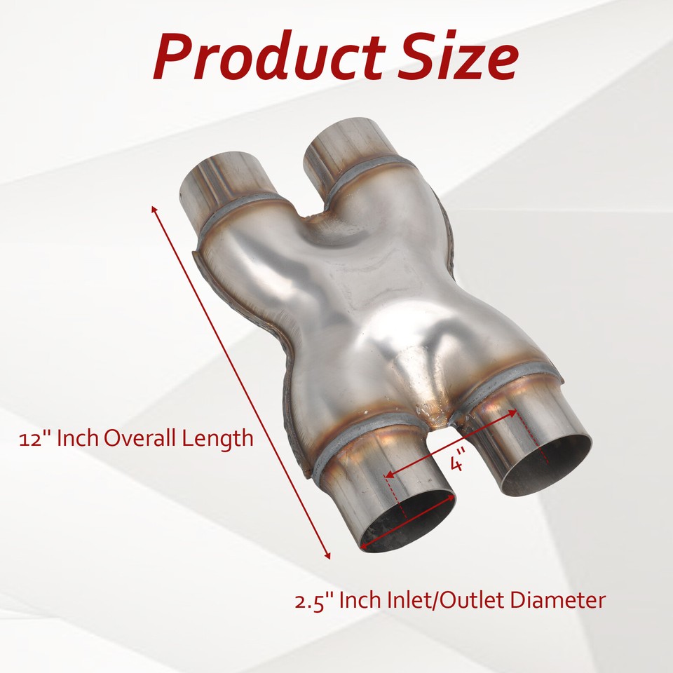 Universal Crossover X-Pipe Dual 2.5" In/Out Stainless Steel Muffler ...