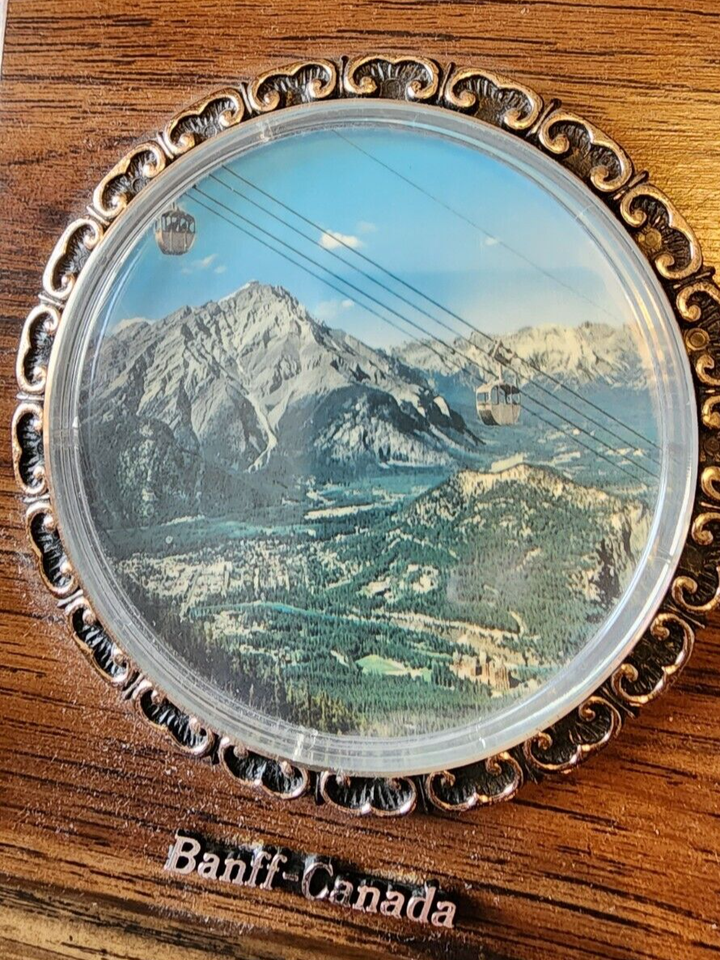 Banff-Canada 70's Souvenir Wooden Plaque on Chain Mountain Ski Gondola ...