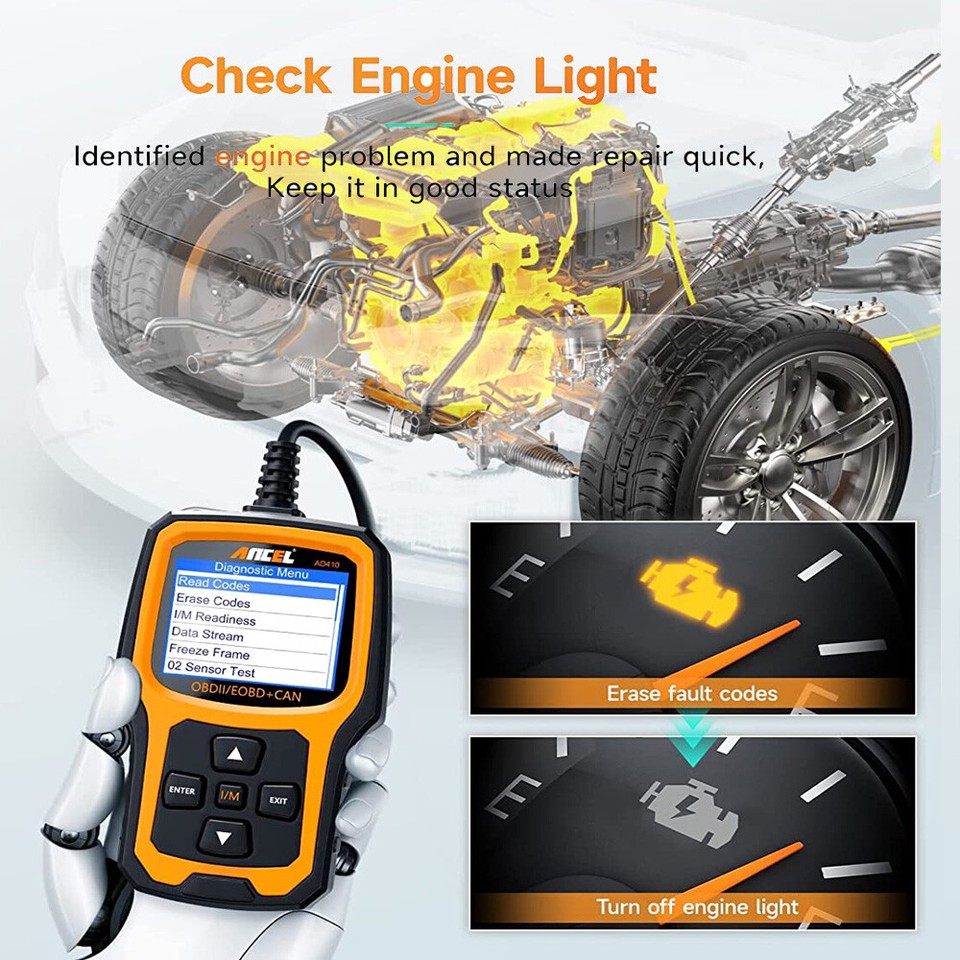 ANCEL AD410 OBD2 Scanner Code Reader Car Diagnostic Scan Tool Check ...