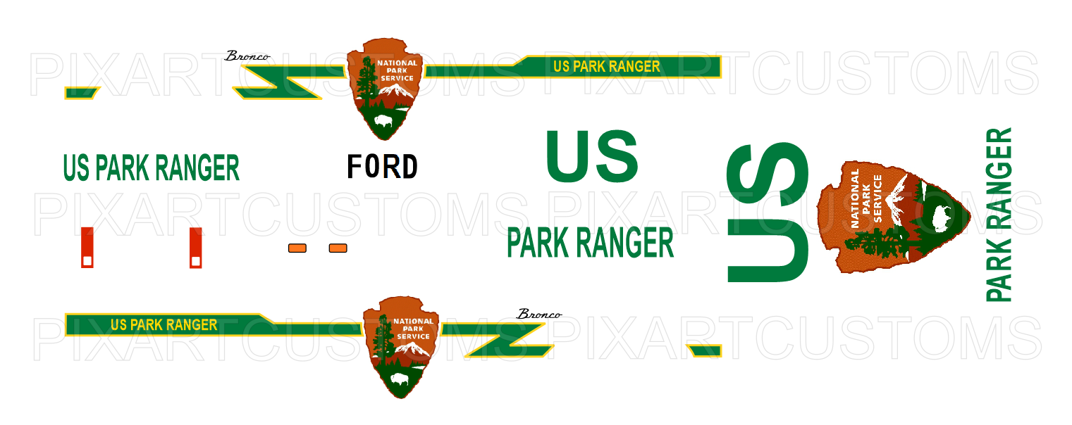 FOR HOT WHEELS CUSTOM 67 FORD BRONCO US PARK RANGER CLEAR WATER SLIDE ...