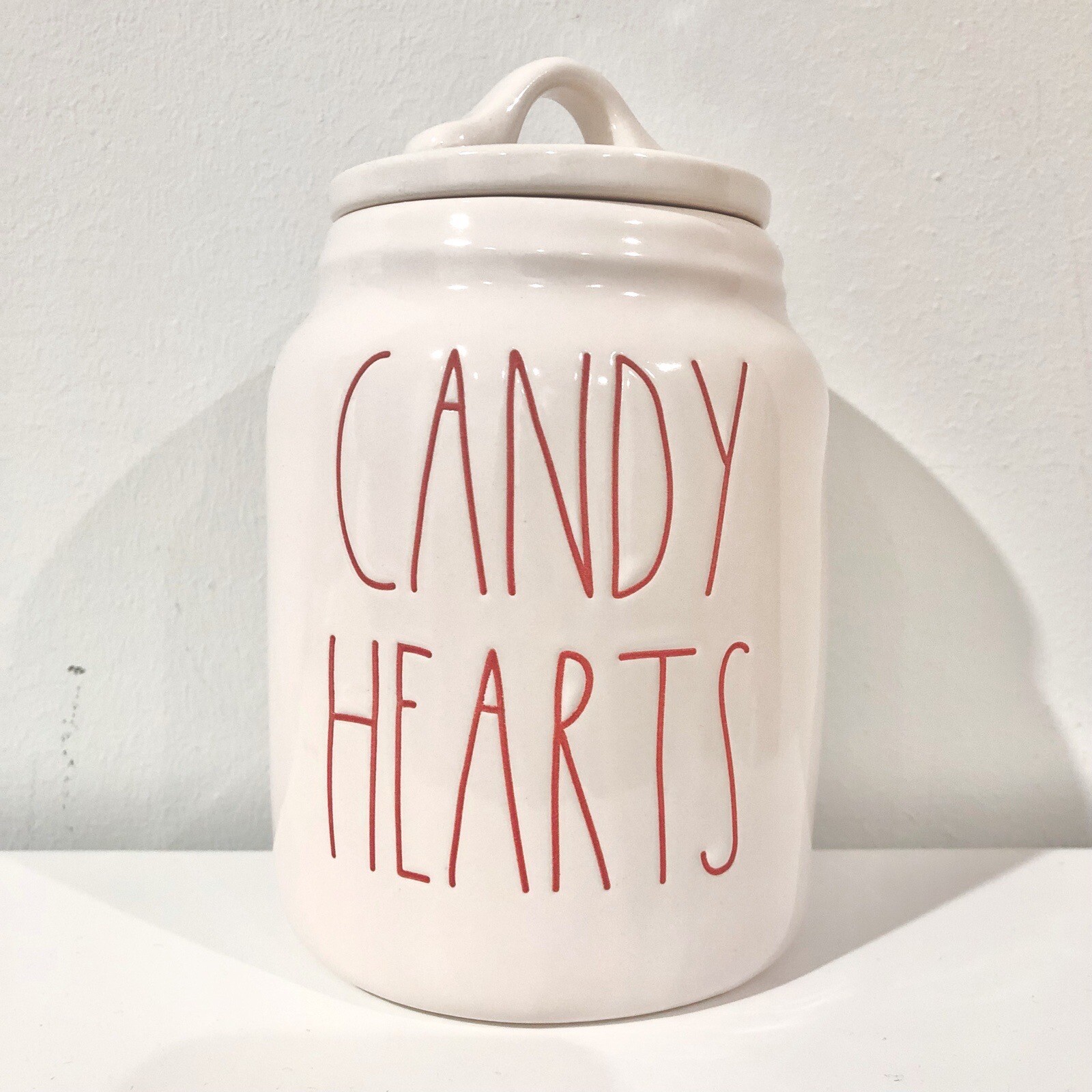 Rae Dunn Candy Hearts 6.5" Ceramic Farmhouse Canister Jar Valentines ...