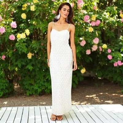 Lilly Pulitzer Gillian 3D Lace Maxi Dress Resort White Butterfly