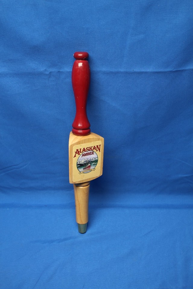 Wood ALASKAN amber Beer 3 Sided Beer Tap Tapper Beer Tavern Brewery Red ...