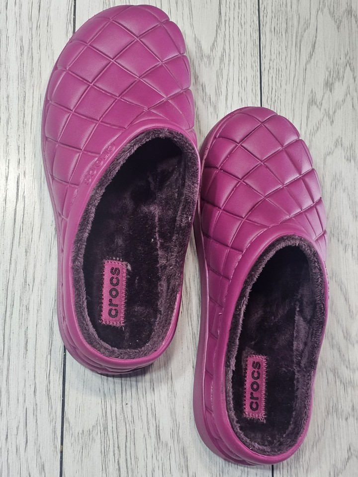 Crocs Purple Quilted Diamond Slip-On Clogs Women's Size 10 Sandles ...
