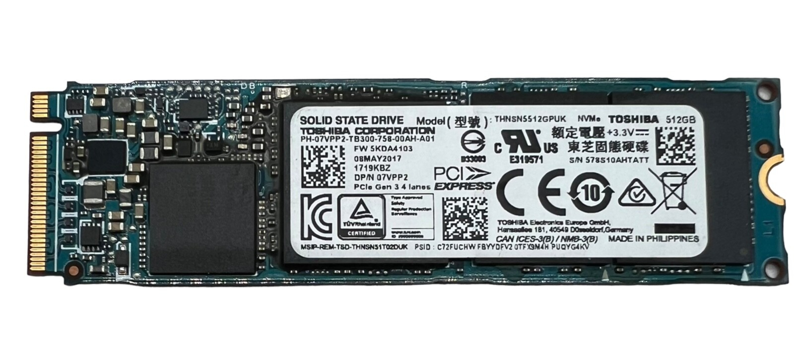 Toshiba 512GB Nvme SSD Solid State Drive THNSN5512GPUK | eBay