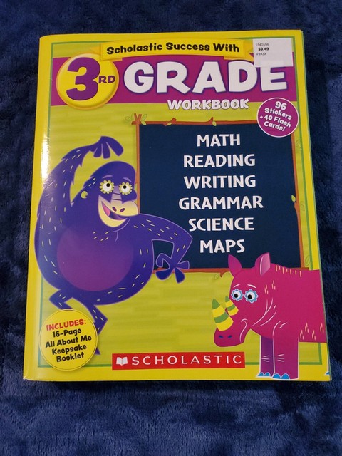 Scholastic 3rd Grade WorkBook Math Reading Writing Grammar Science Maps ...