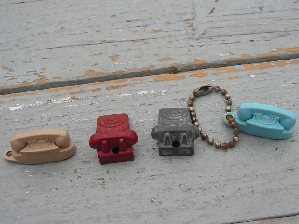 Vtg 60's Lot 4 Plastic Phone Key Chain Charm Princess Rotary Telephone ...