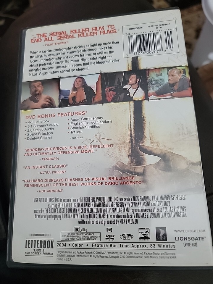 MURDER SET PIECES DVD Graphic Horror Horror Sven Garrett Gunnar Hansen ...