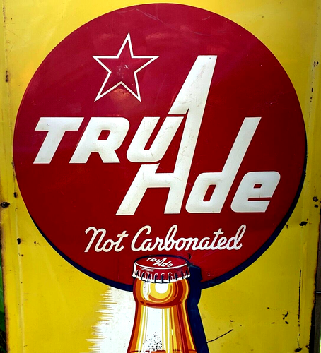Vintage Metal rare Vertical 54 inch Tru Ade soda Pop Sign Bottle ...
