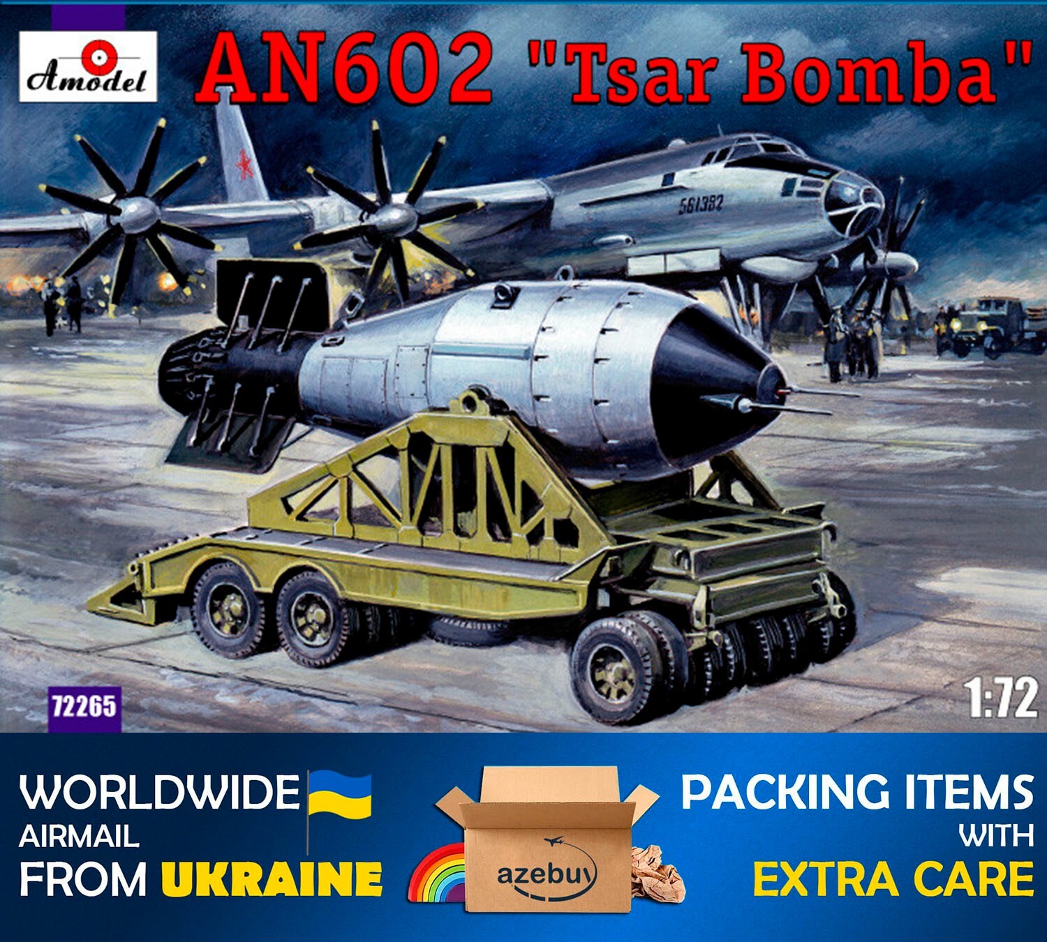 AN602 "Tsar Bomba" Nuclear bomb 1/72 Scale Plastic Model Kit Amodel ...