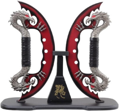 11" FANTASY Dragon DAGGERS Red DUAL Blade Knives COLLECTIBLES with ...