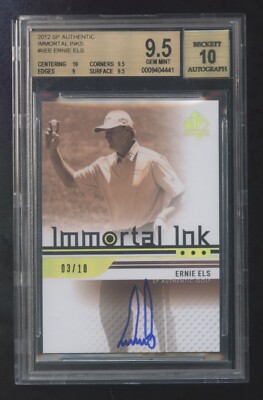 BGS 9.5 *10* ERNIE ELS GOLD AUTOGRAPH IMORTAL INKS #ED 03/10 ON CARD ...