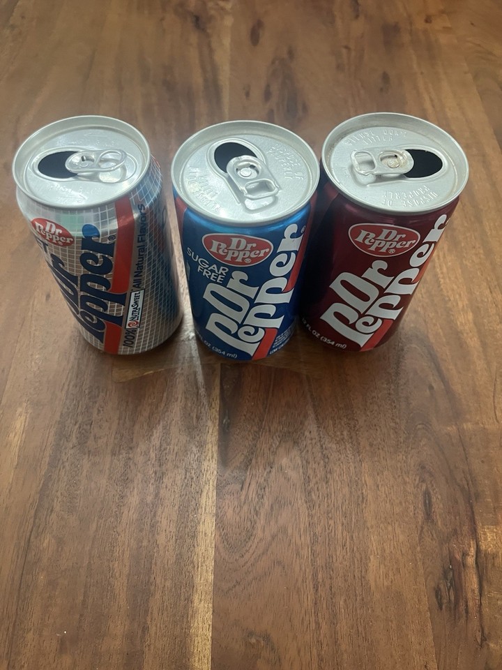 Vintage Dr. Pepper Cans. Sugar Free With Nutrasweet. Diet. Regular. 3 ...