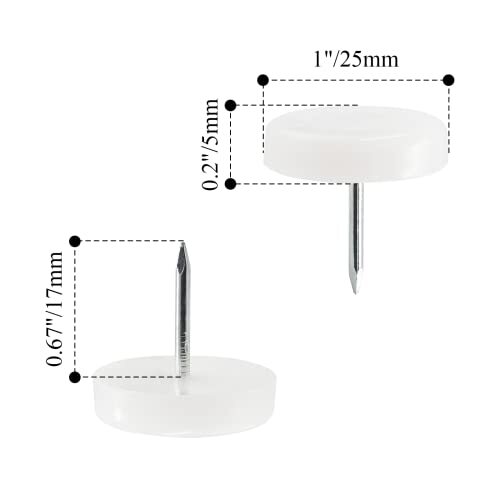 100 Pcs Nylon Chair Glides Nail In Furniture Glides for Hardwood Floors ...