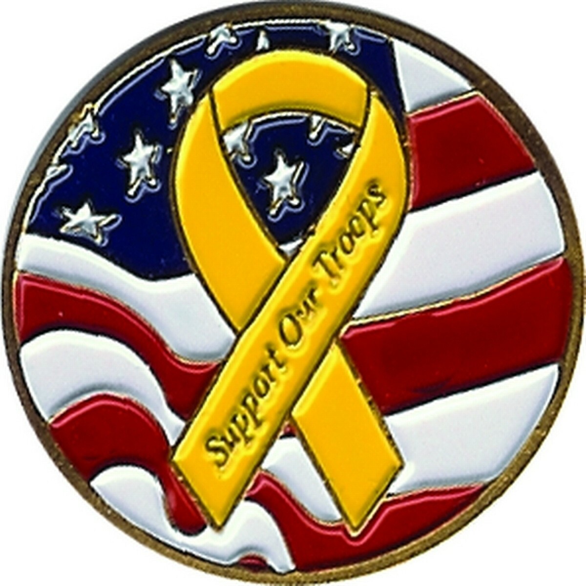 Support Our Troops Ribbon & Flag 1" Diameter (Non-Magnetic) Golf Ball ...