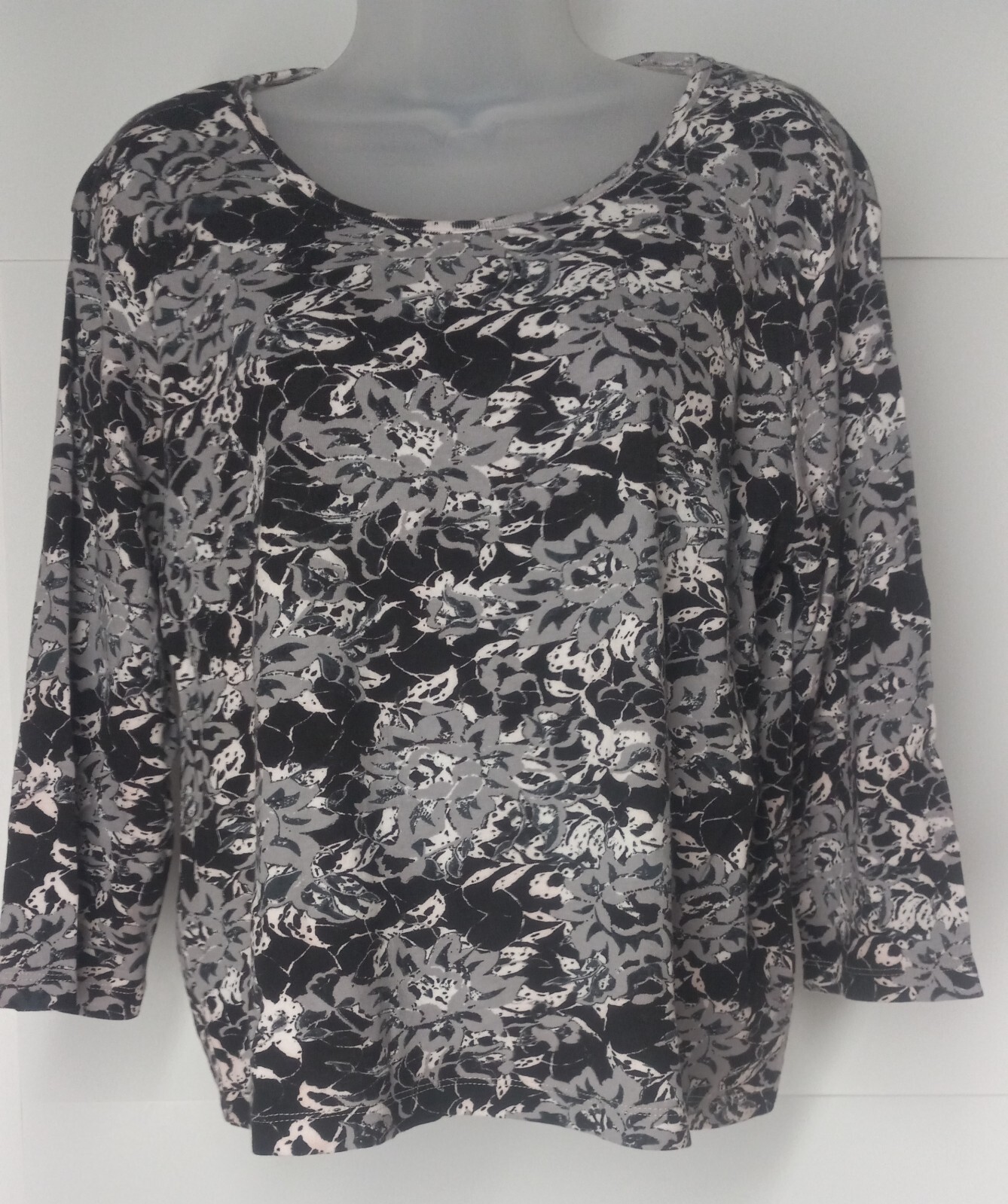 Koret Sport 3/4 Blouse Top Black/White Floral Women's Size Small | eBay