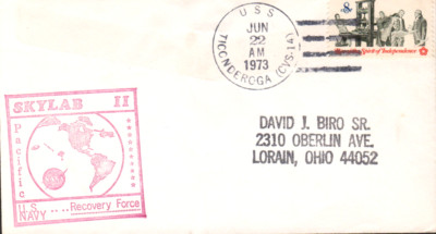 SKYLAB II JUN 22 1973 USS TICONDEROGA (CVS-14) RECOVERY FORCE CACHET | eBay