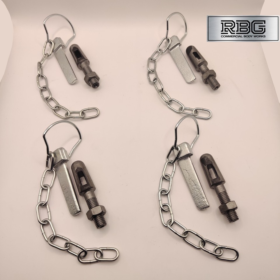 4x Flat Sword Cotter Pin & Chain + BOLT-ON Lugs / Pegs Trailer Truck ...