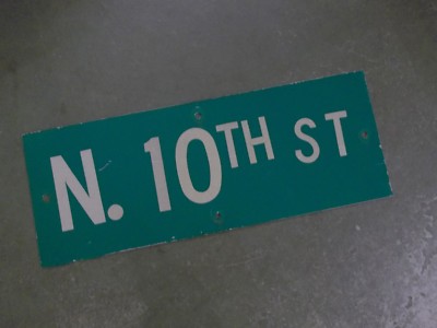 Vintage ORIGINAL N. 10TH ST Street Sign 24' X 9" White on Green | eBay UK