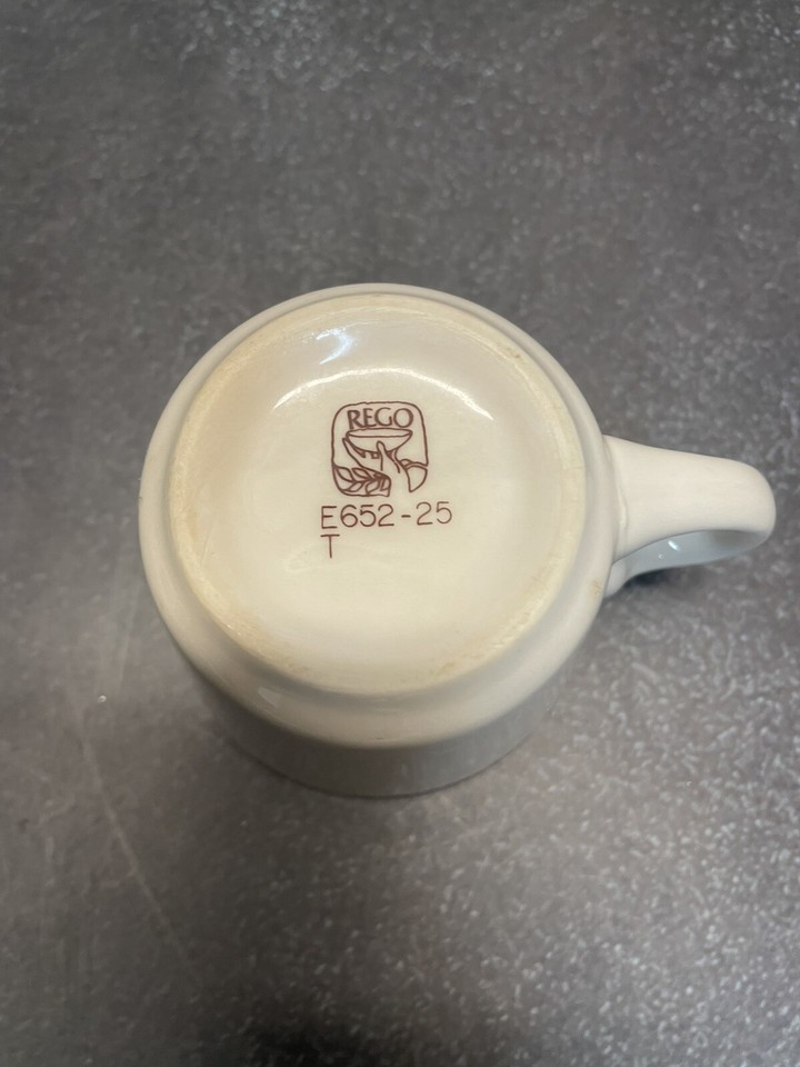 Vintage Rego E652-25 Restaurant Style Coffee Mugs Beige Brown Rim 6 Oz ...
