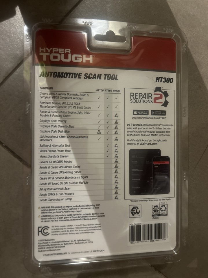 Hyper Tough (HT300) - OBD2 Automotive Scan Tool D/S Bluetooth....NEW ...