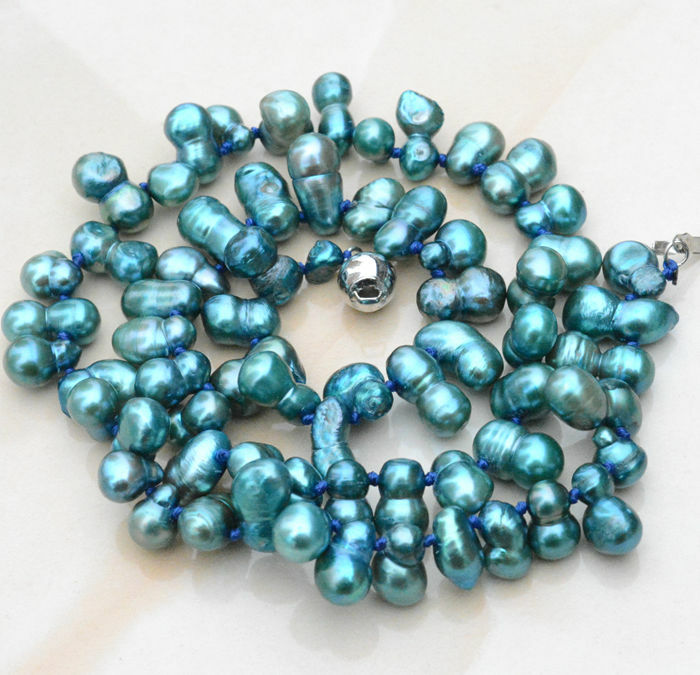 Odd-shaped baroque blue Akoya Cultured Pearl Beads Necklace 18 " | eBay