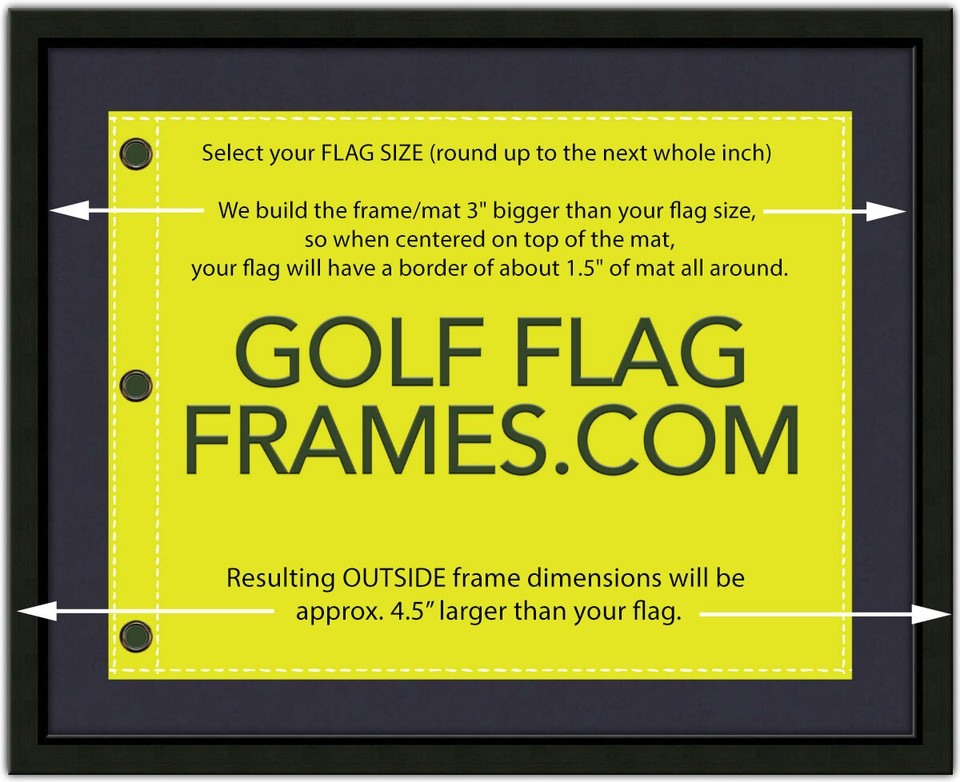 Custom Size Black Golf Flag Frame, blk-001 w/Choice of Mat Color;flag ...