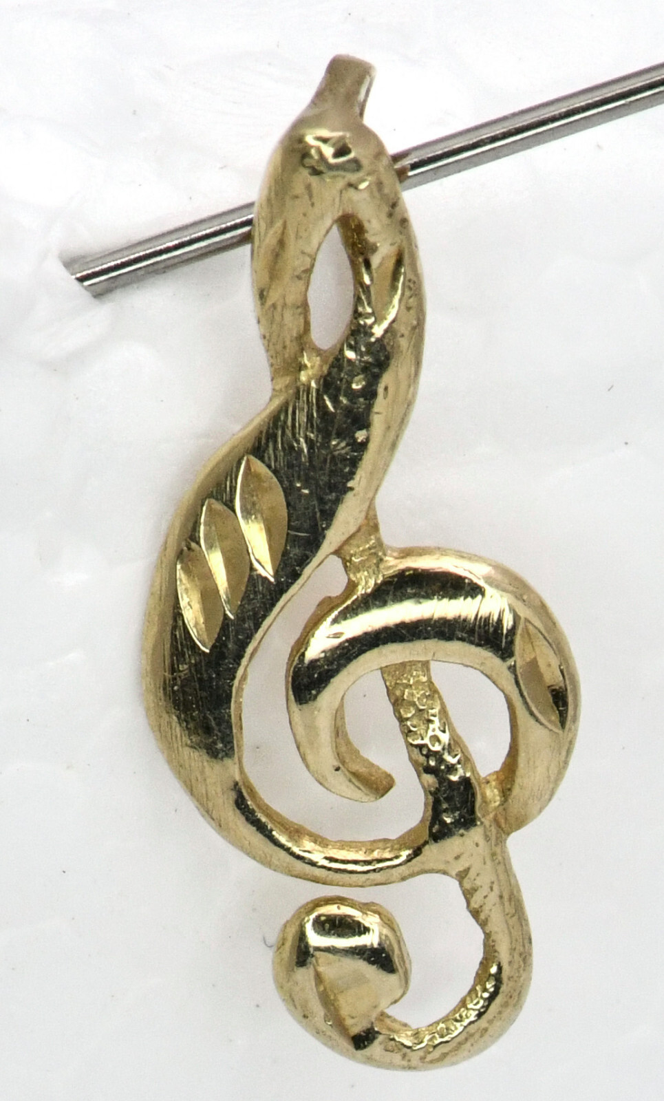 14K Yellow Gold Treble Clef Music Note Necklace Charm… - Gem