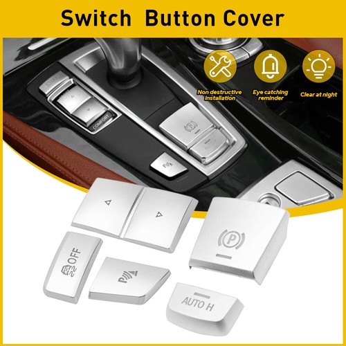 Chrome Handbrake Auto Hold Button Switch Cover Trim For BMW 5 6 7 X3 X5 ...